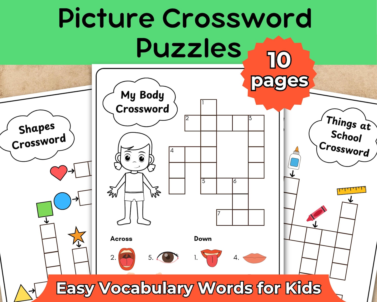 Picture Crossword Puzzles for Kids: Visual Spelling Activity – Fun ...