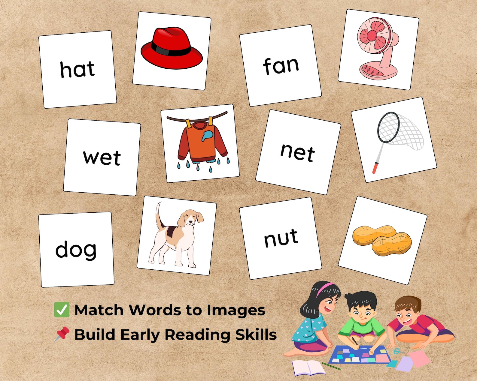 CVC Words Matching Game: Kids Phonics Printable Activity - Early ...