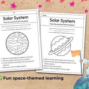 Planets Coloring Sheets – Solar System Tracing and Handwriting Practice ...