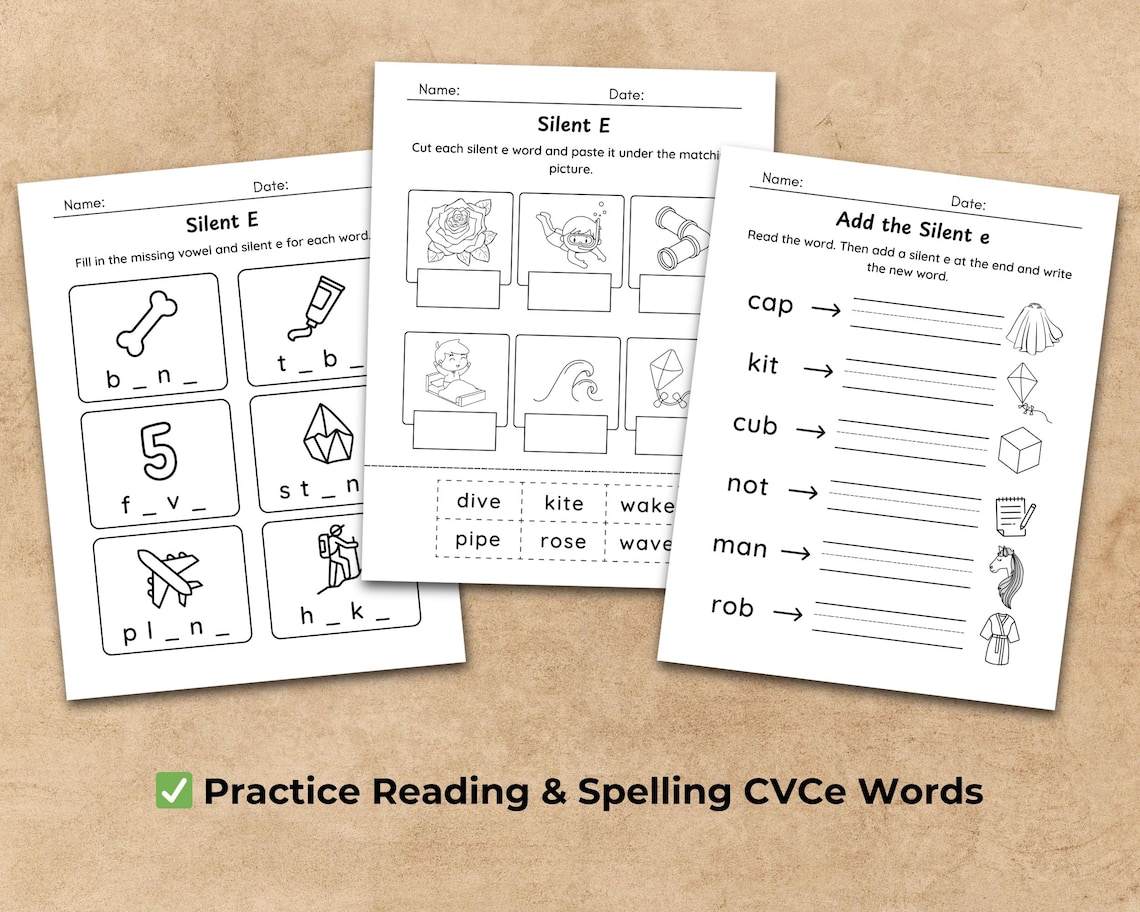 Silent E Worksheets: Cvce Words Phonics Practice – Long Vowels ...