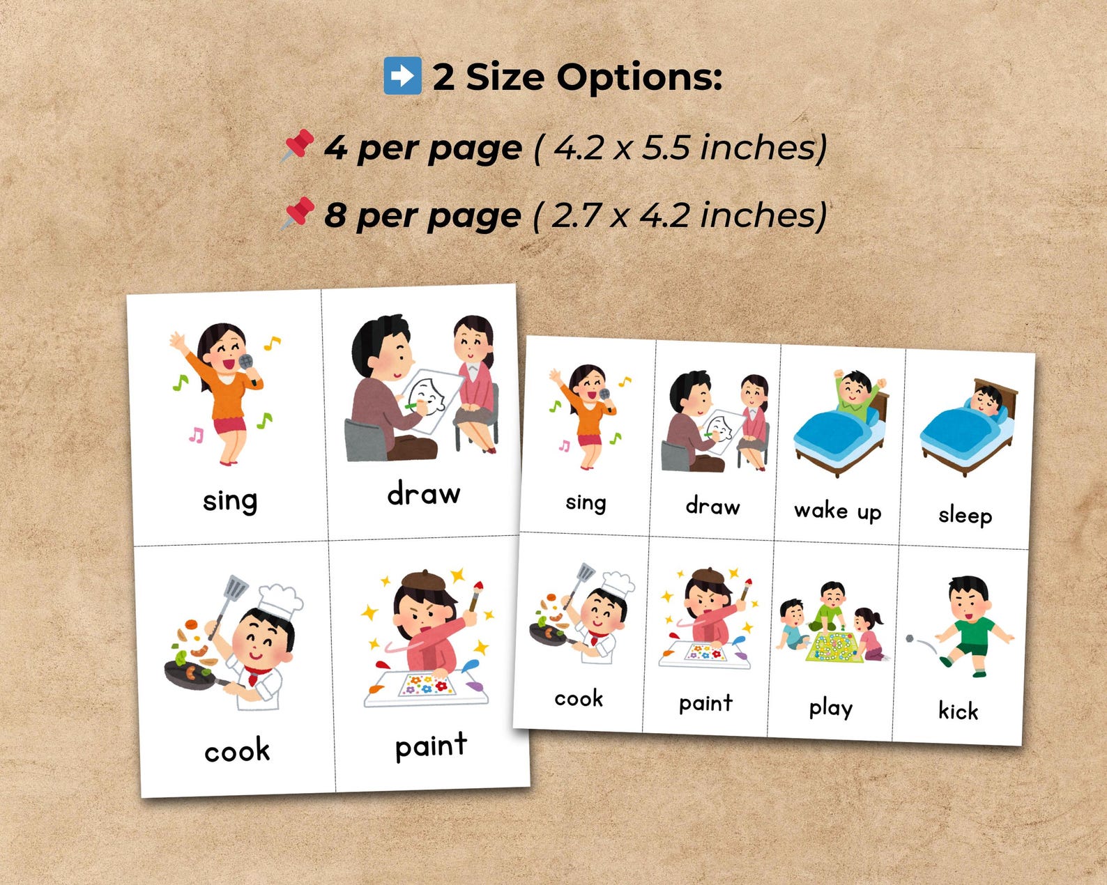 Action Verbs Flashcards – 40 Printable English Verb Cards for Kids ...