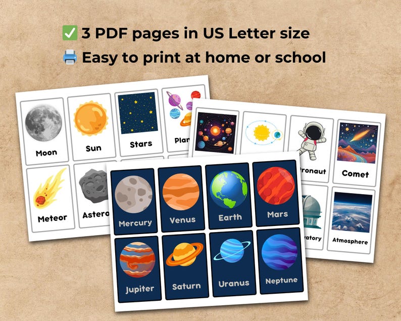 Solar System Flashcards – 24 Printable Space Vocabulary Cards for Kids ...