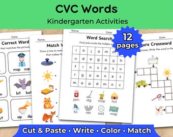 CVC Words Matching Game: Kids Phonics Printable Activity - Early ...