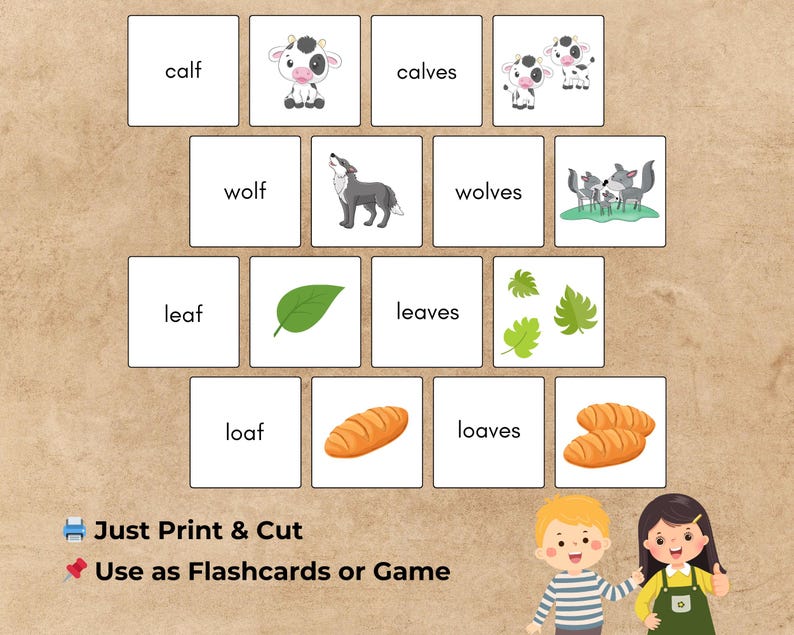 Irregular Plural Nouns Matching Game: Grammar Activity – Printable ...