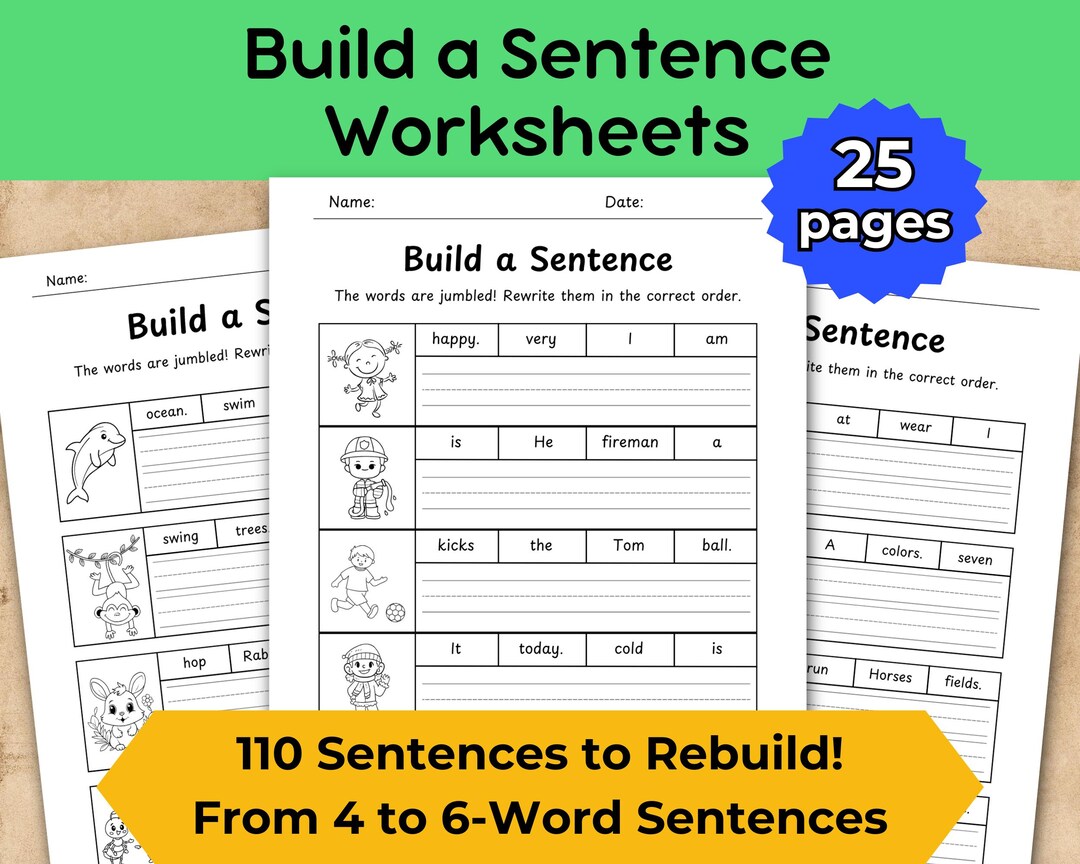 Build a Sentence Worksheets – Jumbled Sentence – Writing & Grammar ...