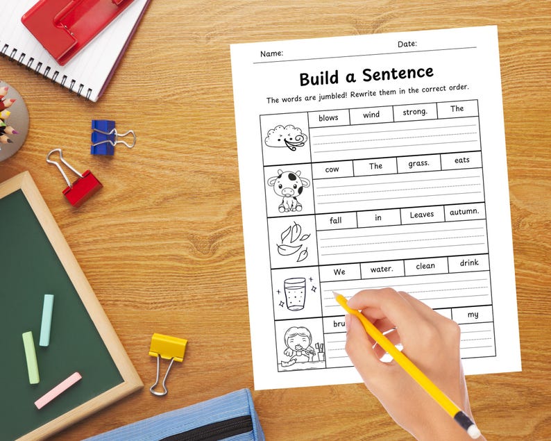 Build a Sentence Worksheets – Jumbled Sentence – Writing & Grammar ...