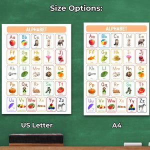 Alphabet Chart Poster A–Z | Printable ABC Letters With Pictures & Words ...