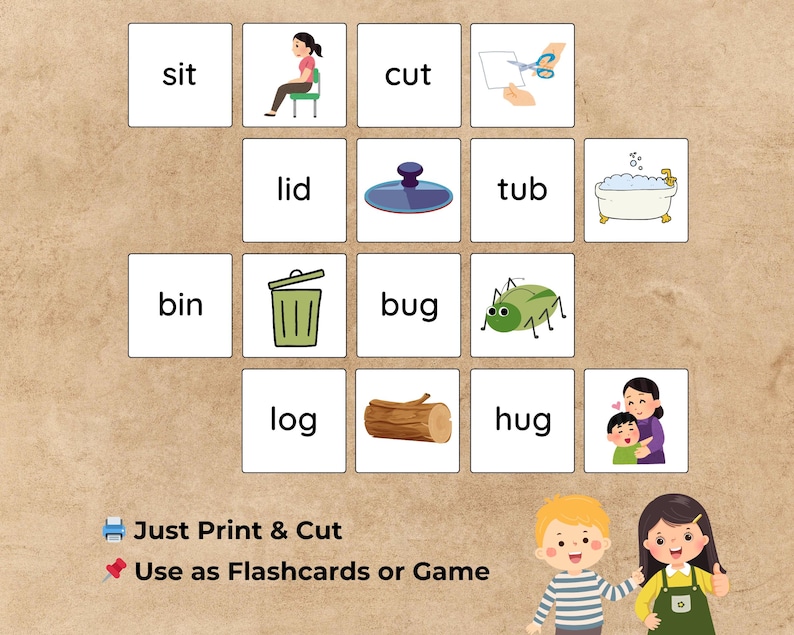 CVC Words Matching Game: Kids Phonics Printable Activity - Early ...