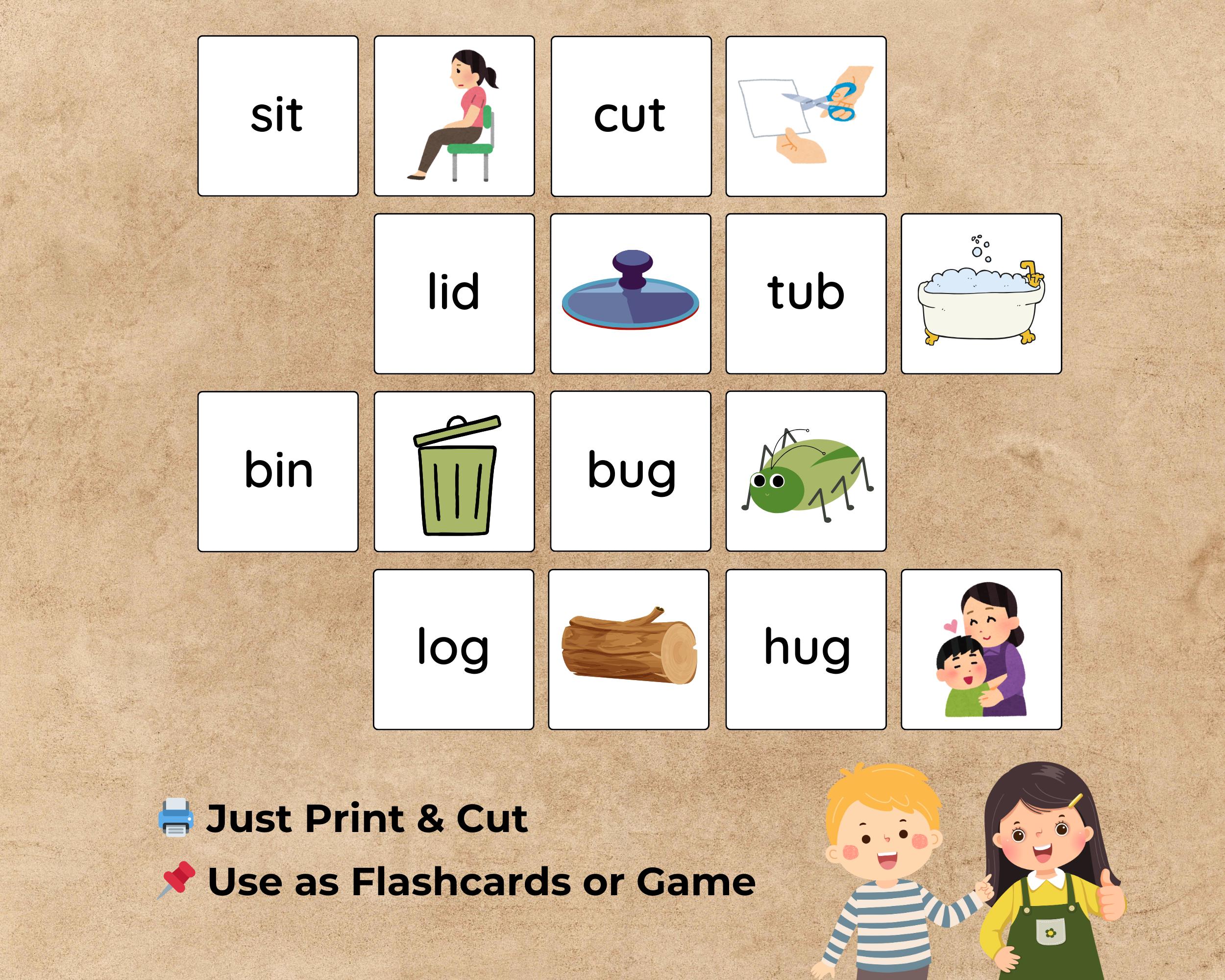 CVC Words Matching Game: Kids Phonics Printable Activity - Early ...
