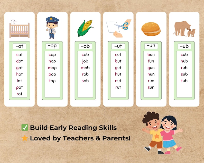 CVC Word Family Cards – 23 Flashcards – Phonics Word Families – Short ...