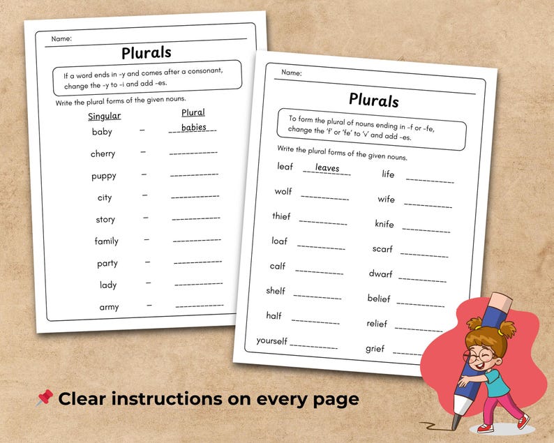 Plural Nouns Worksheets: Grammar Practice, Regular & Irregular ...