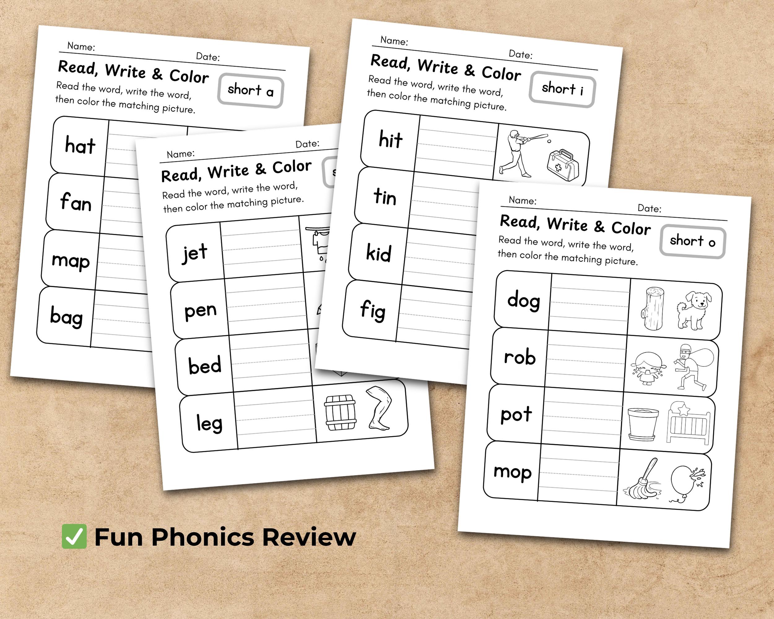 CVC Word Families Phonics Worksheets: Kindergarten & Grade 1 Literacy ...