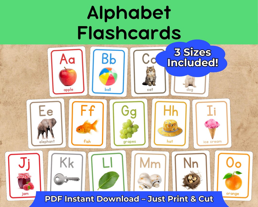 ABC Flashcards Printable: Letters A-Z – Alphabet Cards With Pictures ...
