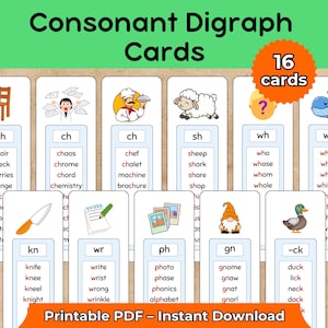 Consonant Digraph Flashcards: Phonics Learning for 1st-2nd Grade ...