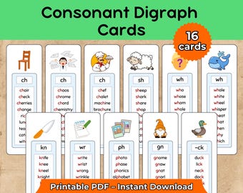 Consonant Digraph Flashcards: Phonics Learning for 1st-2nd Grade ...