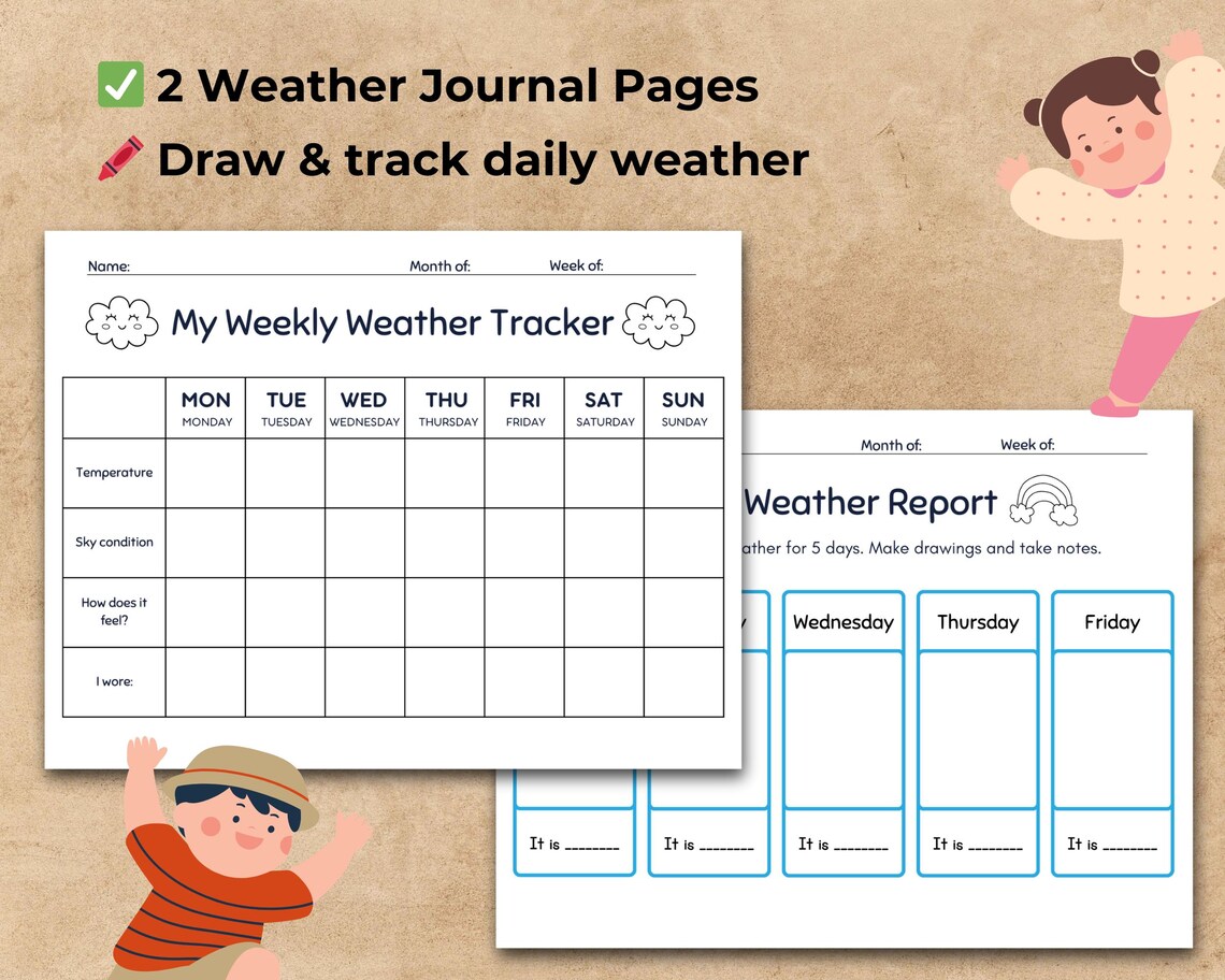 Weather Worksheets for Kids – Flashcards, Vocabulary, Clothes, Weekly ...