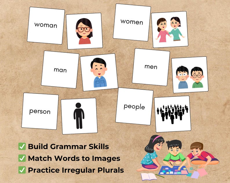 Irregular Plural Nouns Matching Game: Grammar Activity – Printable ...