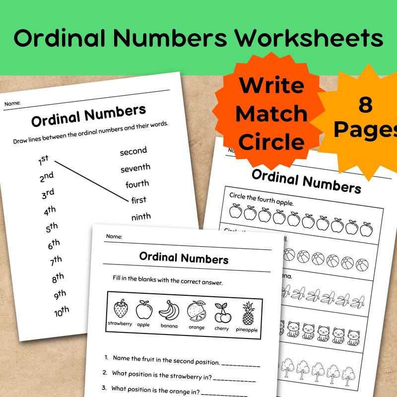 Ordinal Numbers Printable - Etsy