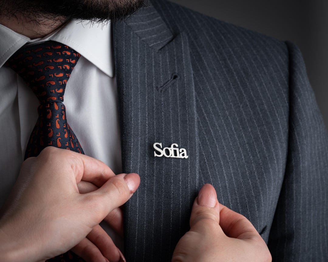 Personalized Name Tag Lapel Pin, Custom Jacket Collar Badge, Unisex ...