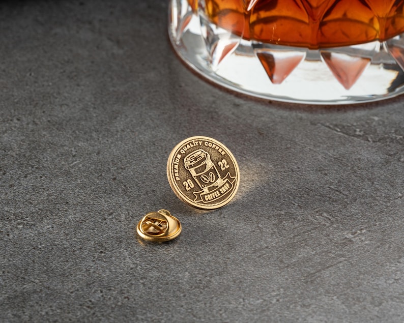 Custom Logo Brooch Pin, Engraved Brass Lapel Badge, Company Gift - Etsy