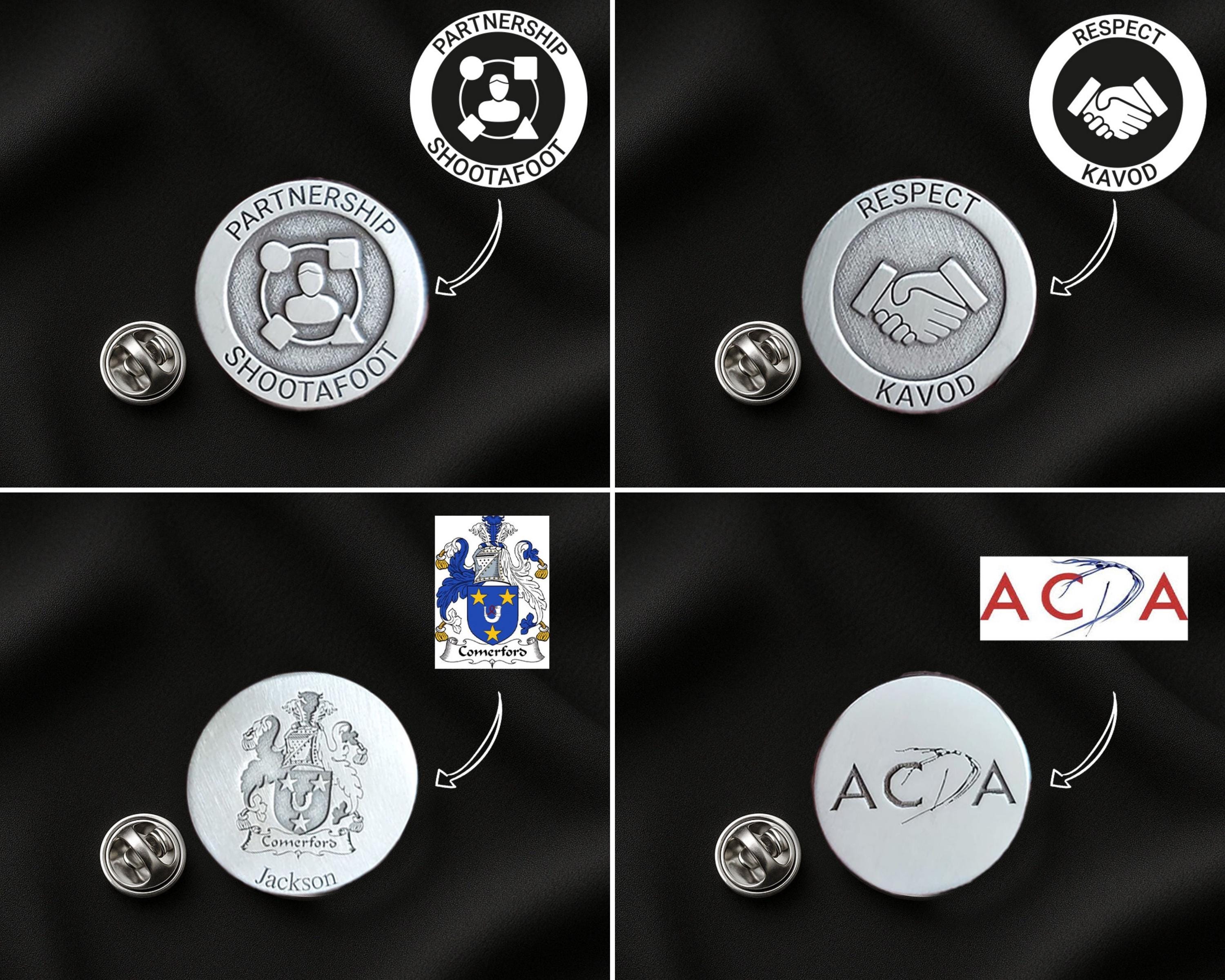 Engraved Custom Logo Lapel Pin, Personalized Logo Jacket Badge Brooch ...