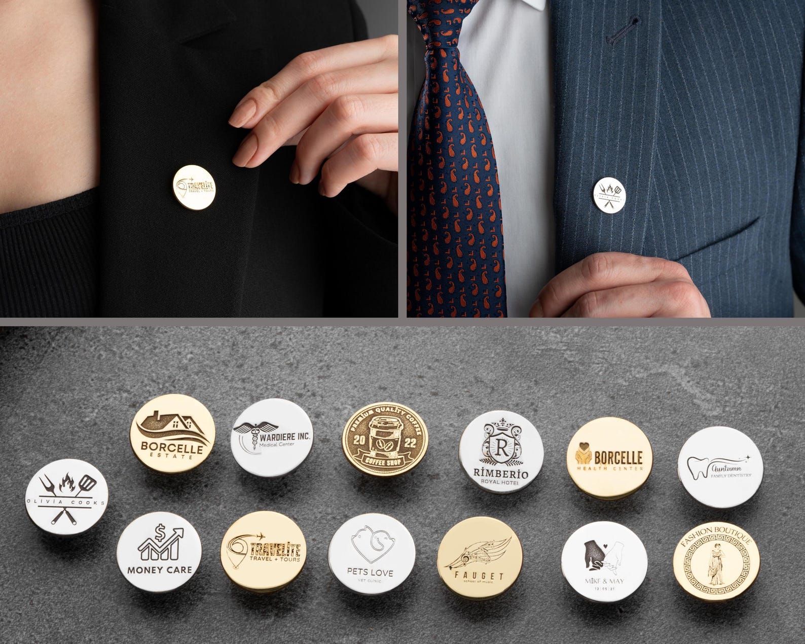 Custom Logo Brooch Pin, Engraved Brass Lapel Badge, Company Gift - Etsy