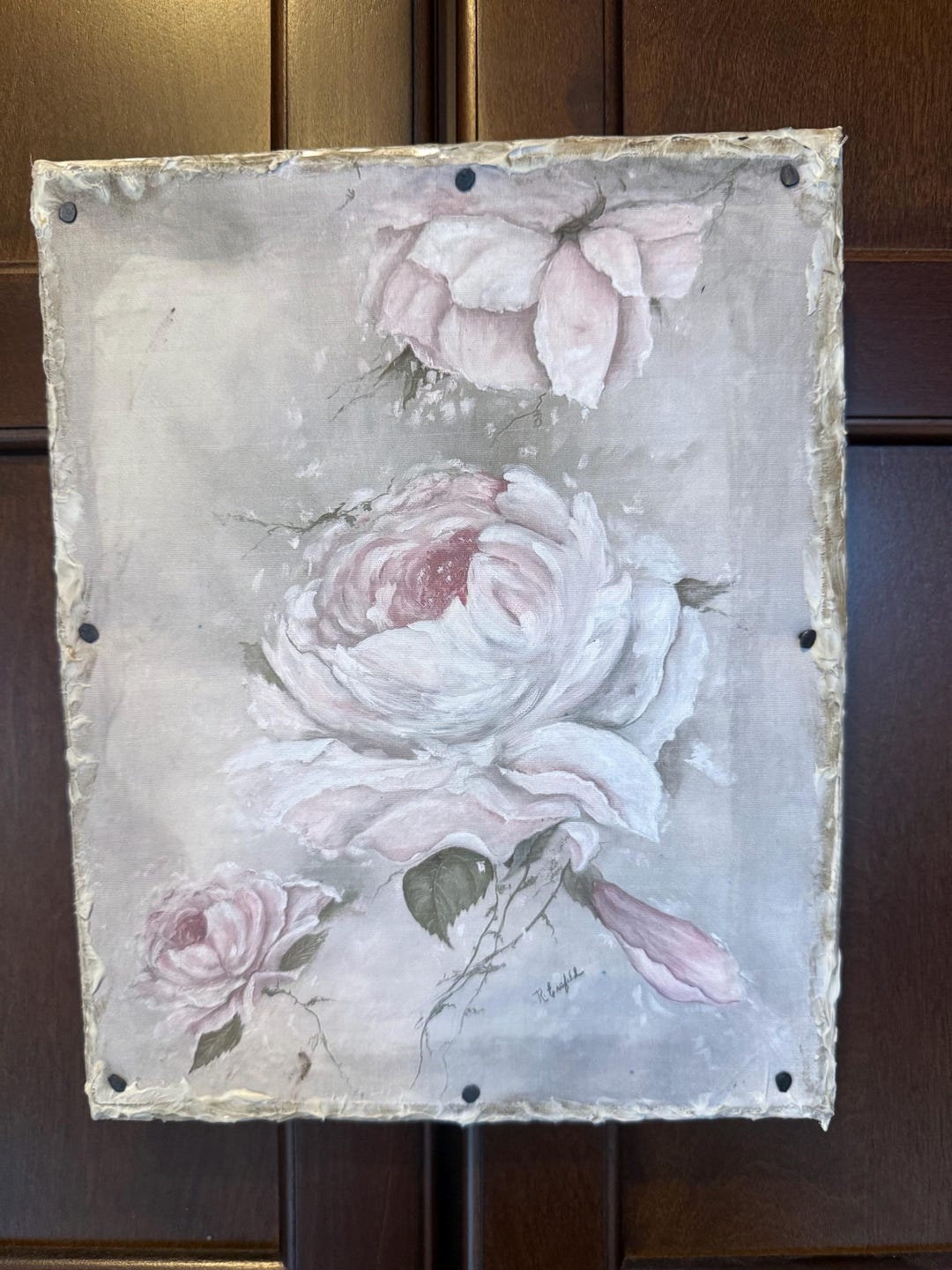 8x10 Distressed Linen Art Print – Shabby Vintage Floral From Original ...
