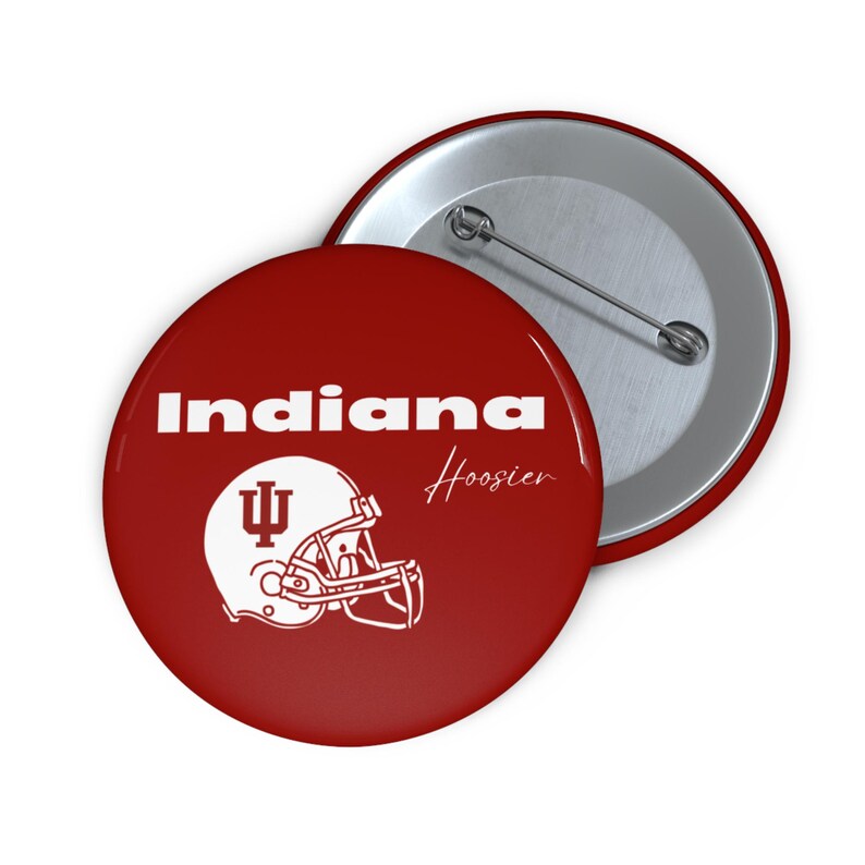 Indiana Hoosier Football Helmet Pin Button | Round Red Badge - Etsy