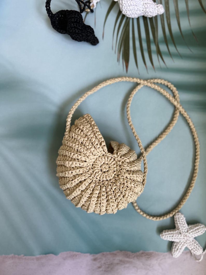 Raffia Seashell Crochet Bag: Boho Summer Purse - Etsy