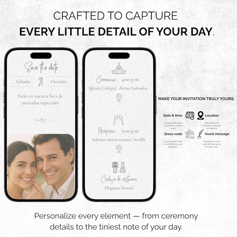 Digital Wedding Invitation | Editable Canva Template With Countdown, Music, RSVP & QR | Perfect ...