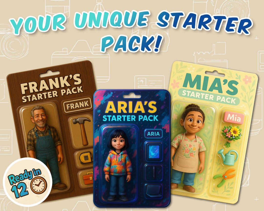 Custom Action Figure Portrait Bundle | Personalized Starter Pack Art ...