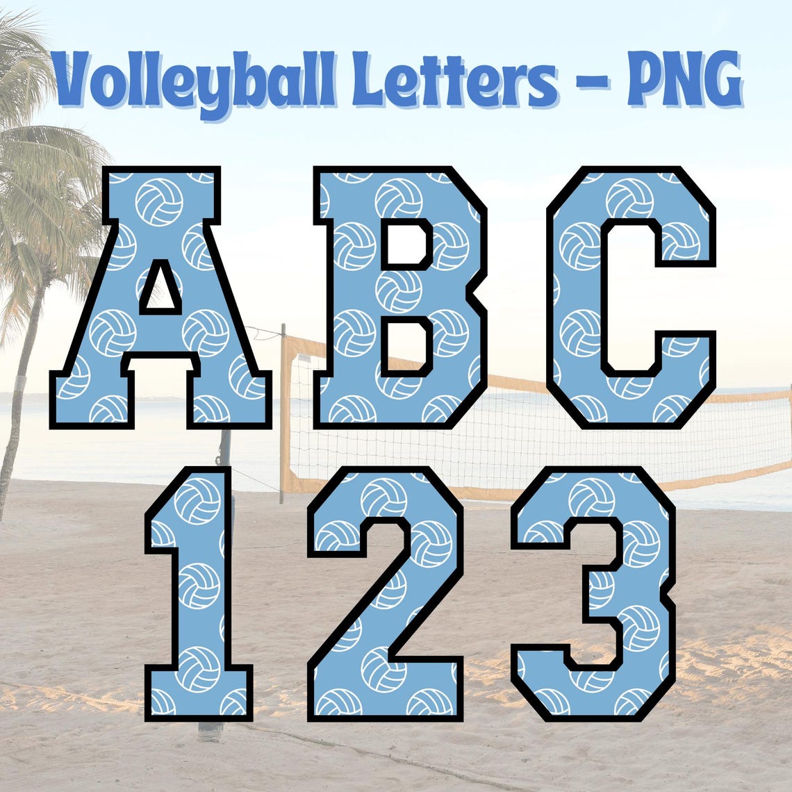 Volleyball Letters, Blue Volleyball Alphabet PNG, Volleyball Clipart ...