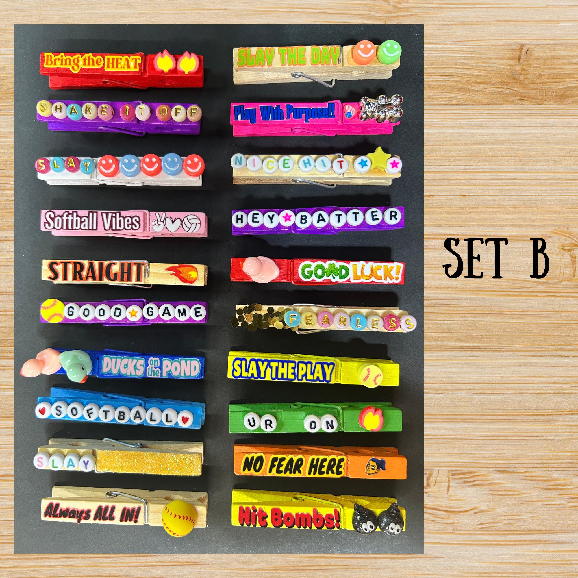 Softball Clips, Tournament Pins, Softball Pins, Softball Clothespins ...