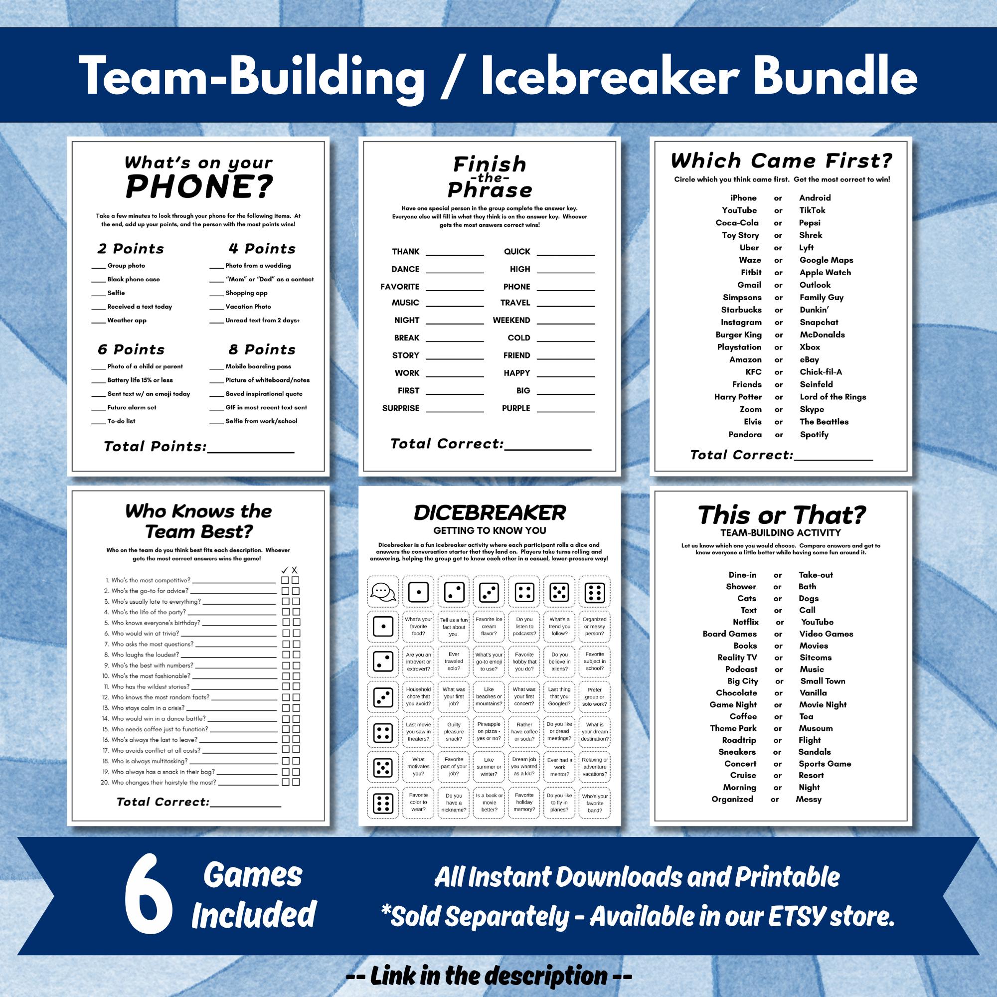 Icebreaker Game, Printable Finish the Phrase Game, Get to Know Each ...