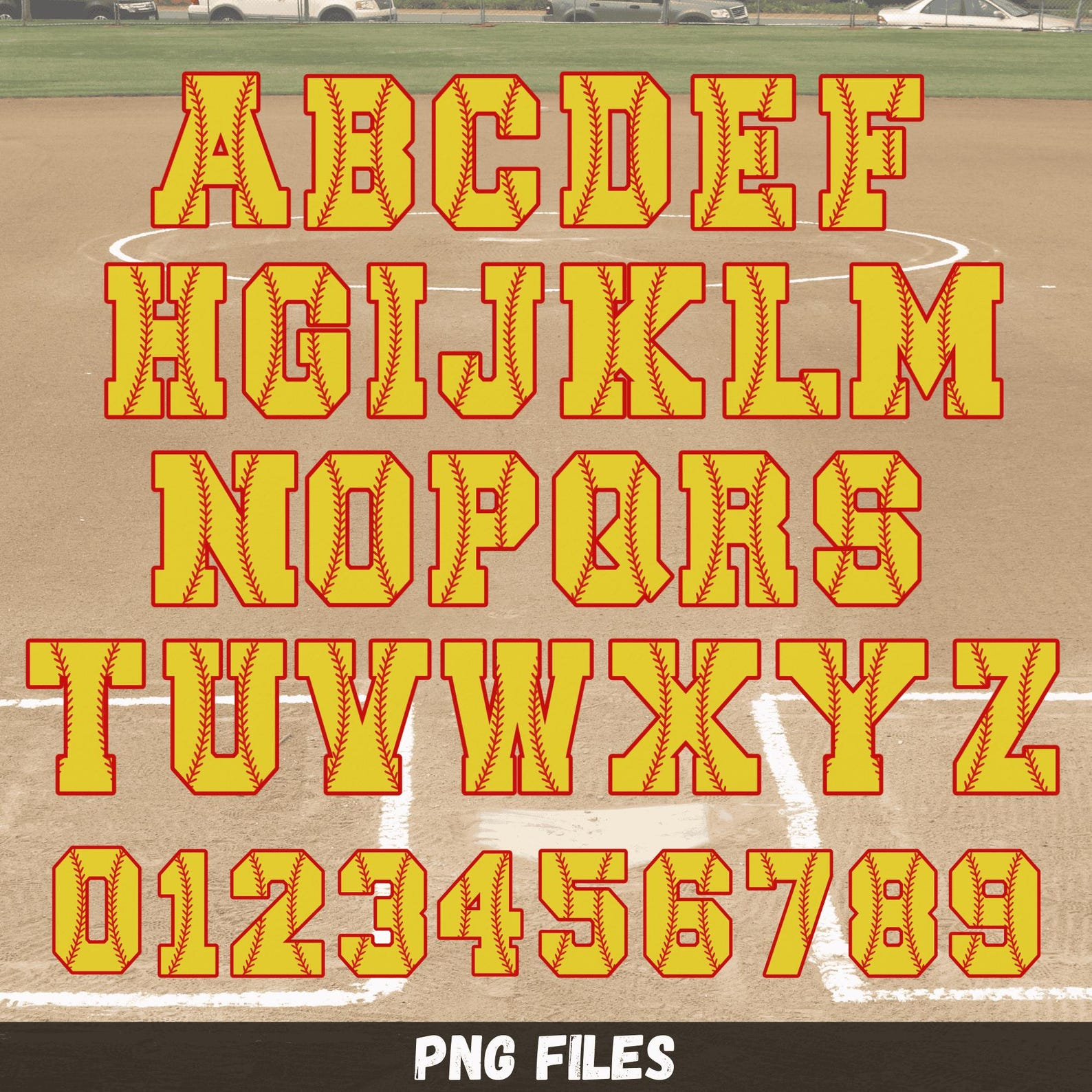 Softball Letters W/red Border, Softball Alphabet PNG, Softball Clipart ...