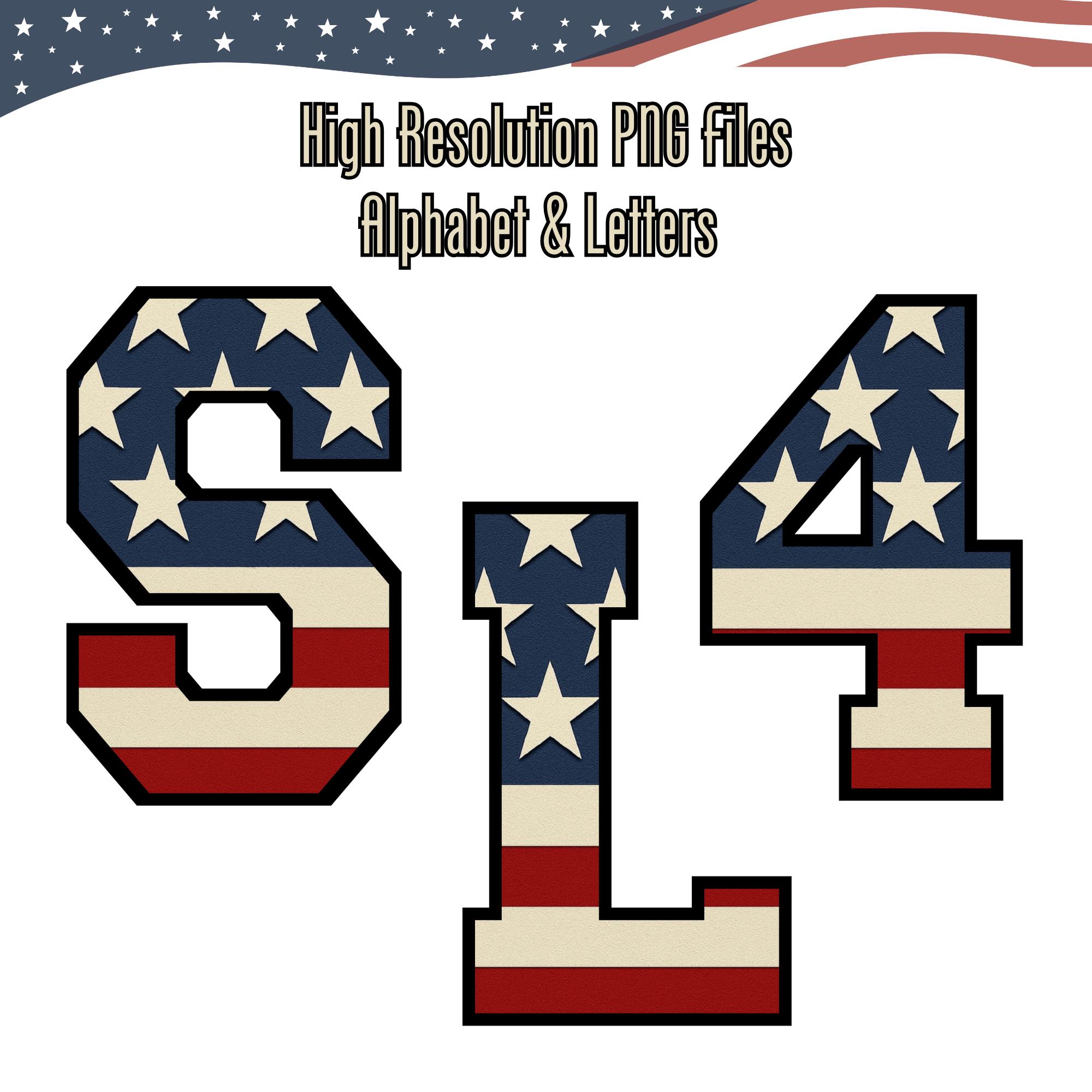 American Flag Letters W/black Border, USA Alphabet PNG, American Flag ...