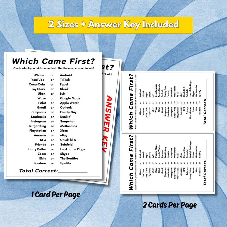 Icebreaker Game, Printable Which Came First Game, Trivia Game, Office ...