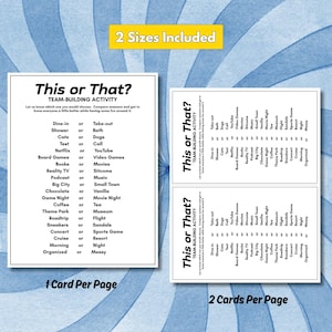 Icebreaker Game, Printable This or That Game, Office Party Game, Would ...