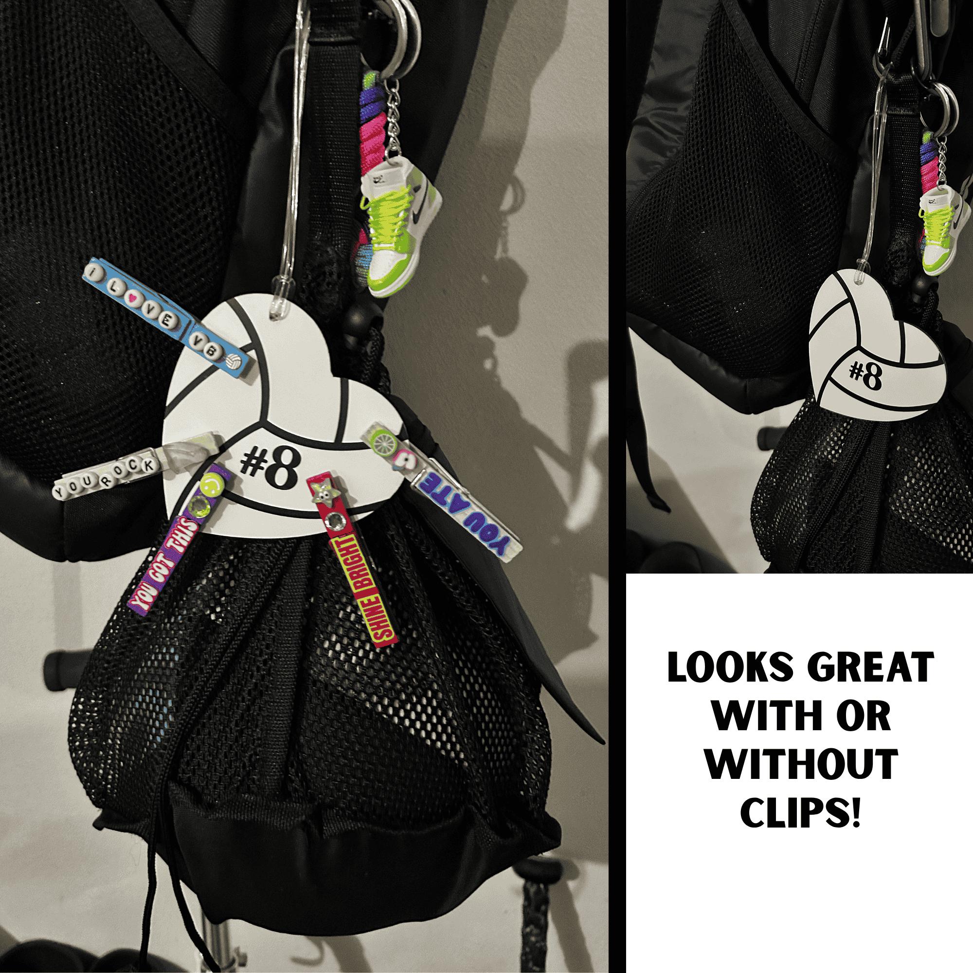 Personalized Volleyball Bag Tag & Clip Holder, Volleyball Clips, Team ...