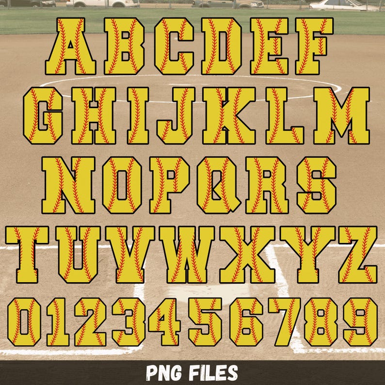 Softball Letters, Softball Alphabet PNG, Softball Clipart, Sports ...