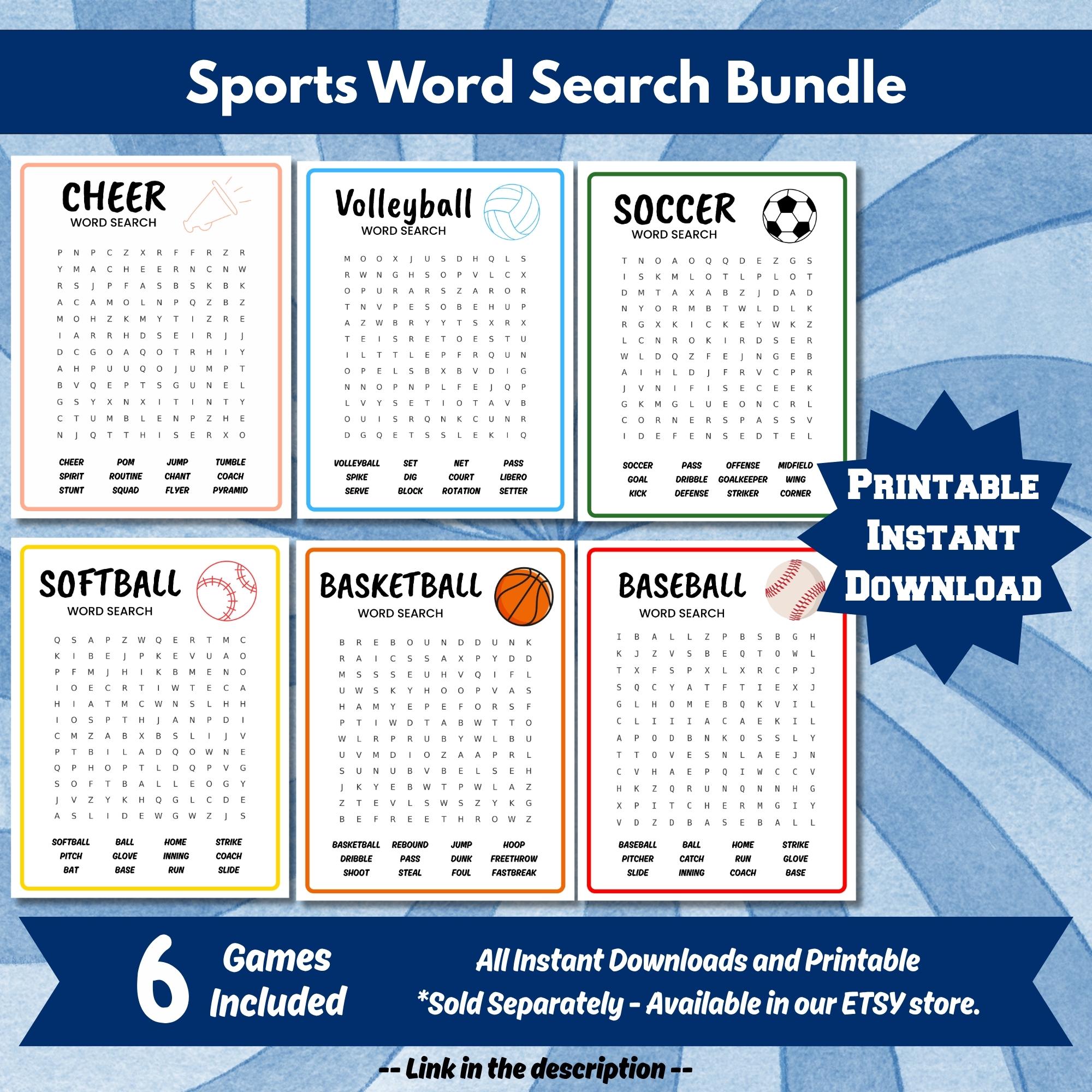 Softball Word Search Game, Softball Word Find Game, Printable Word ...