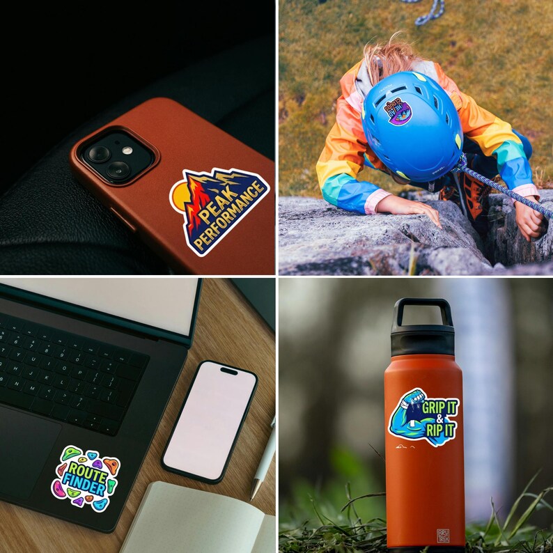 Rock Climbing Sticker Pack - Set of 9 Water-resistant Stickers - Gift ...