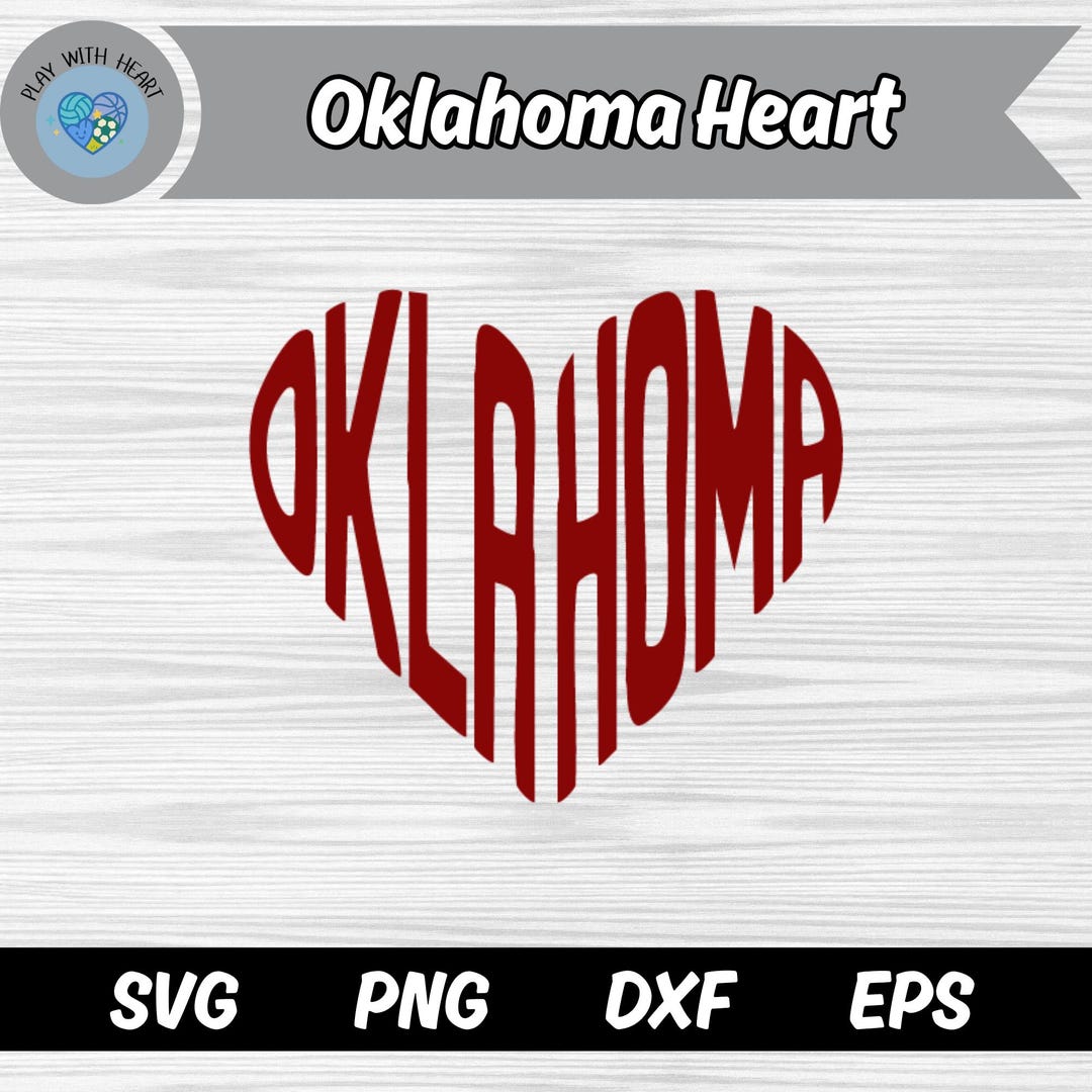 Oklahoma Heart SVG, Retro State Cut File, Letters in Heart, Heart Word ...