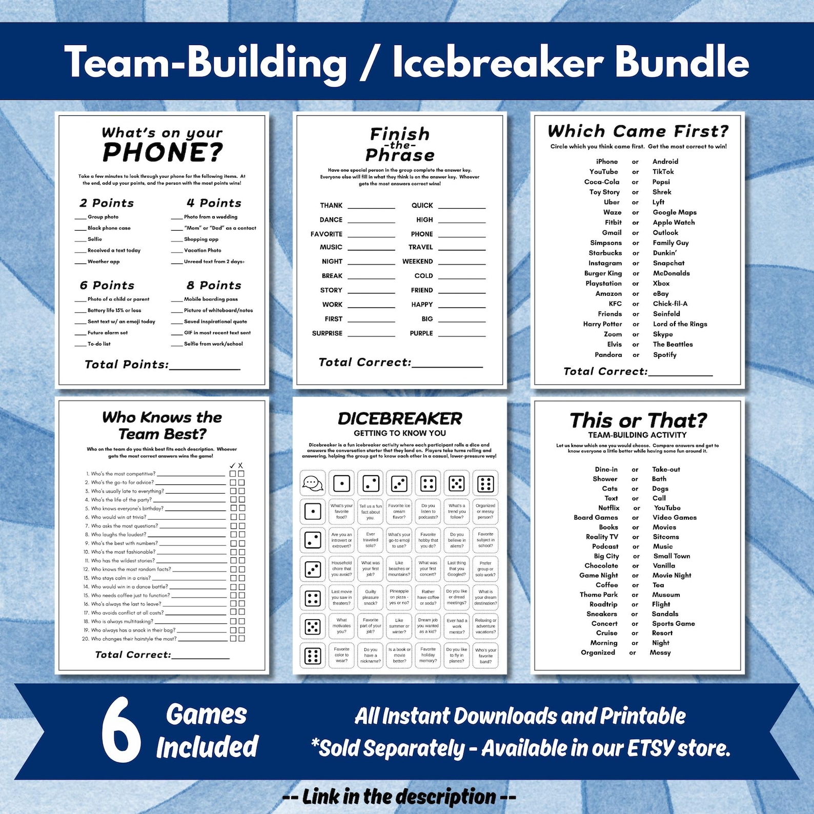 Team Building Games for Work, Office Games Bundle, Work Party Games ...