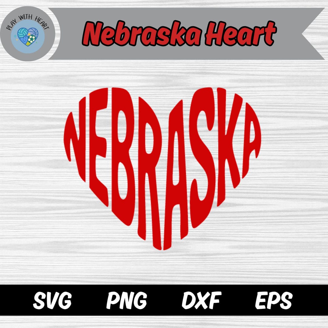 Nebraska Heart SVG, Retro State Cut File, Letters in Heart, Heart Word ...