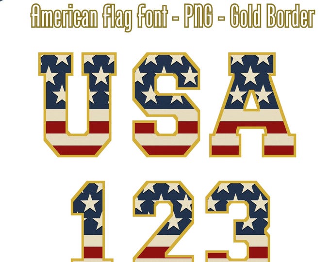 American Flag 3D Alphabet Clip Art, Patriotic Letters and Numbers, USA ...