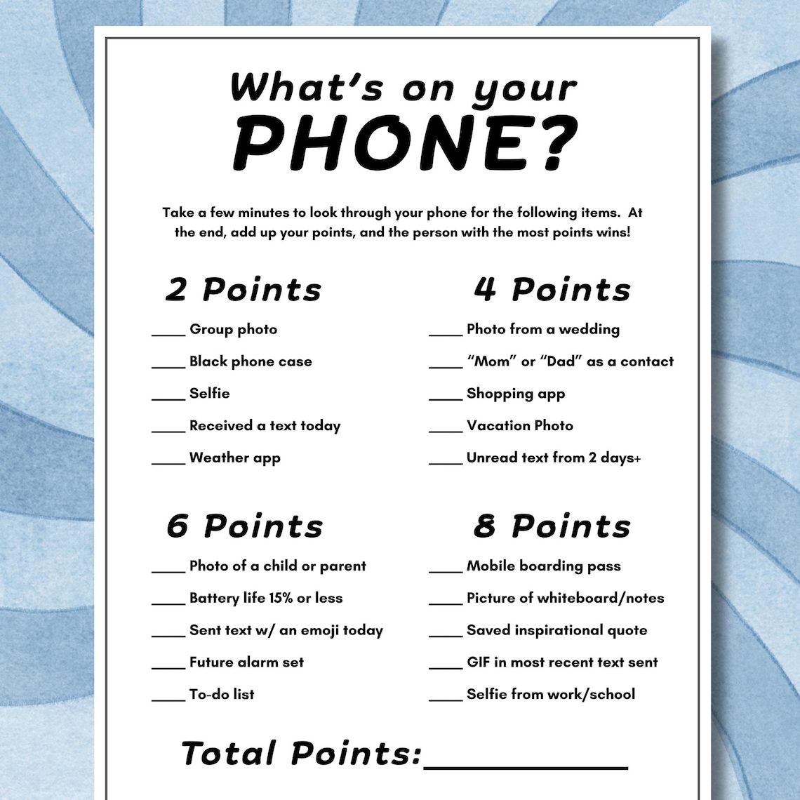 Icebreaker Game, Printable Whats on Your Phone Game, Phone Trivia Game ...