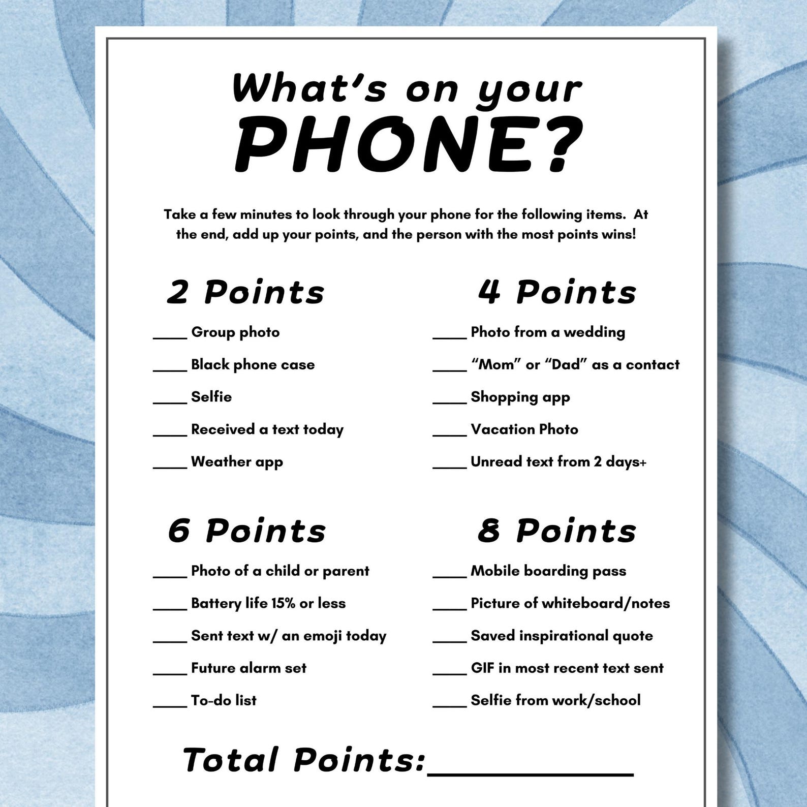 Icebreaker Game, Printable Whats on Your Phone Game, Phone Trivia Game ...