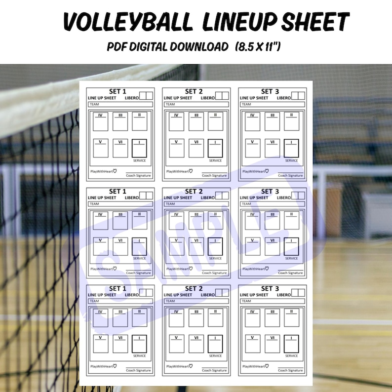 Volleyball Lineup Card for Coaches, 3-set Lineup Sheet, Printable ...