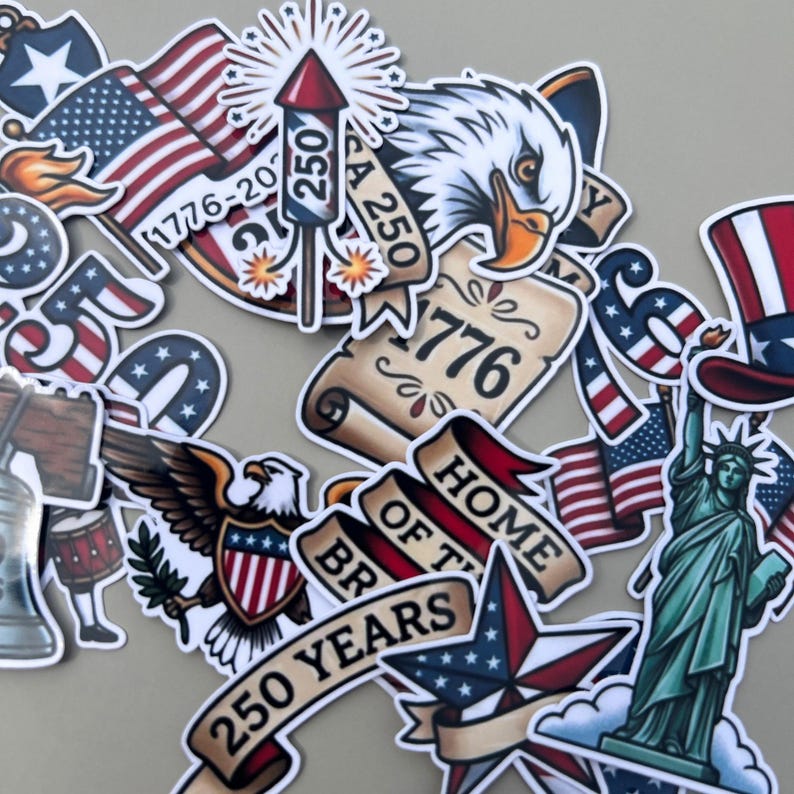 USA 250th Anniversary Stickers Patriotic American Traditional Decals ...